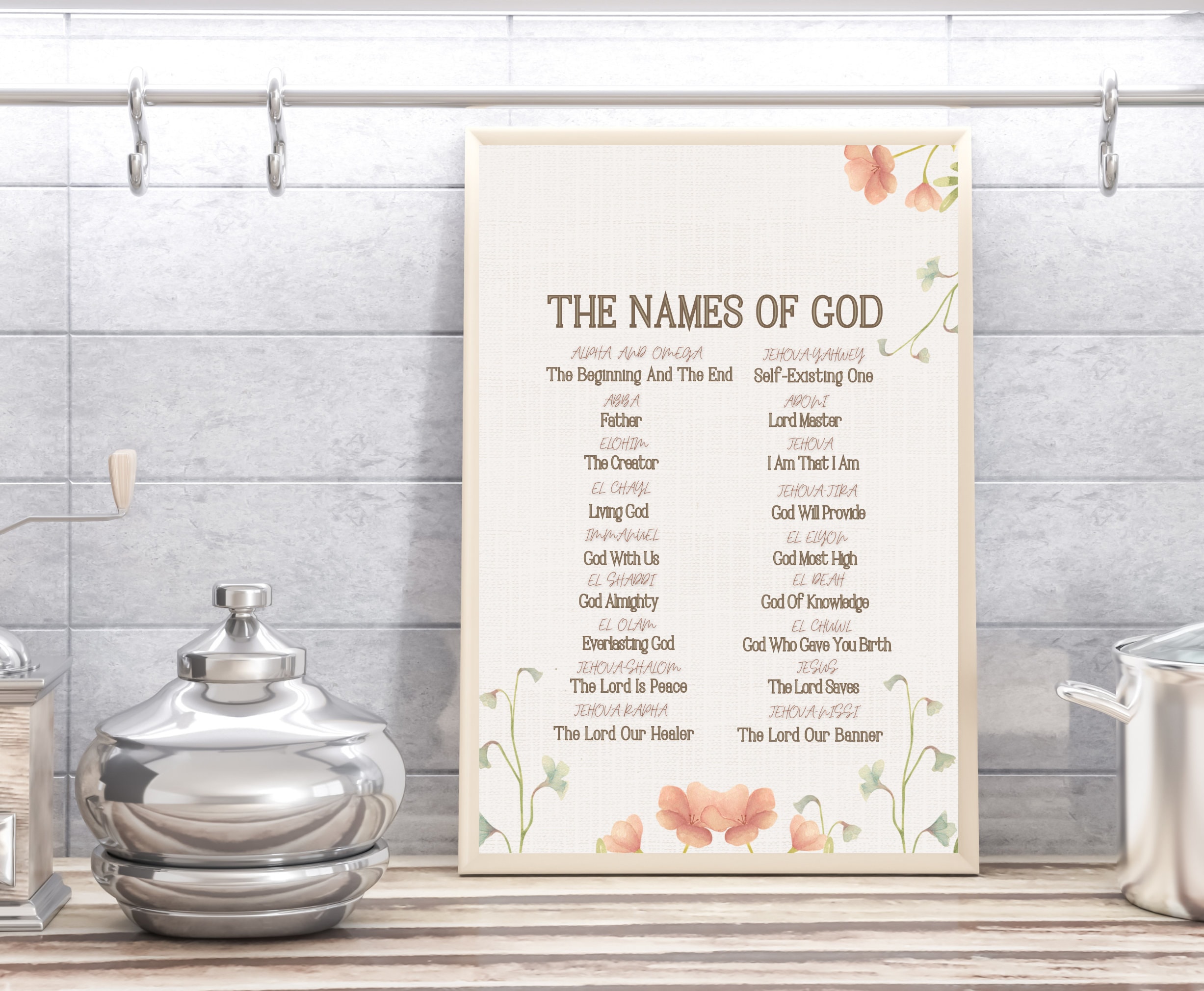 The Names of God Wall Art, Christian Printables, Christian Wall Art ...