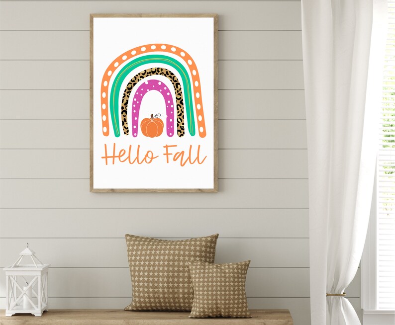 Hello Fall Boho Rainbow Hello Fall Sign Fall Home Decor - Etsy