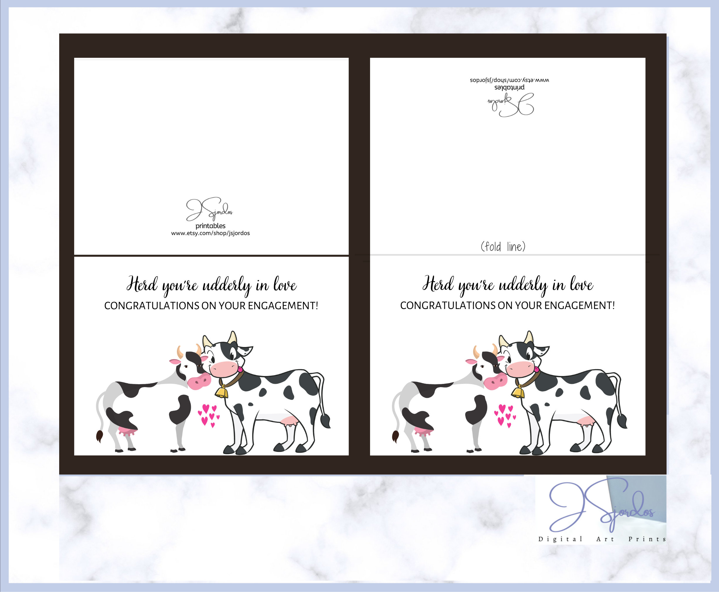 Cow Engagement Card, Printable Cow Cards, Cow Card for Engagement ...