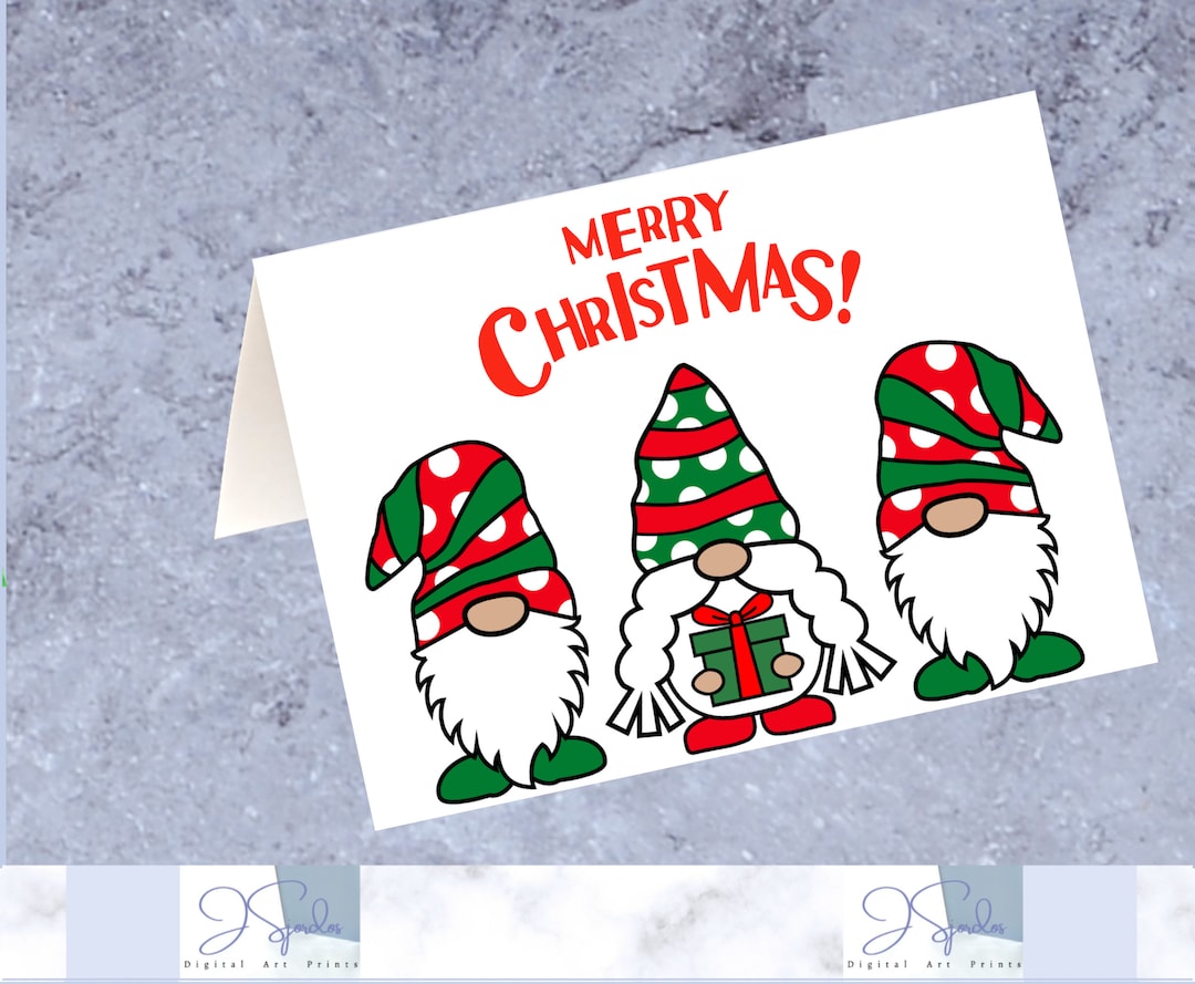 Christmas Gnomes Printable Holiday Card, Gnomes Christmas Printable ...