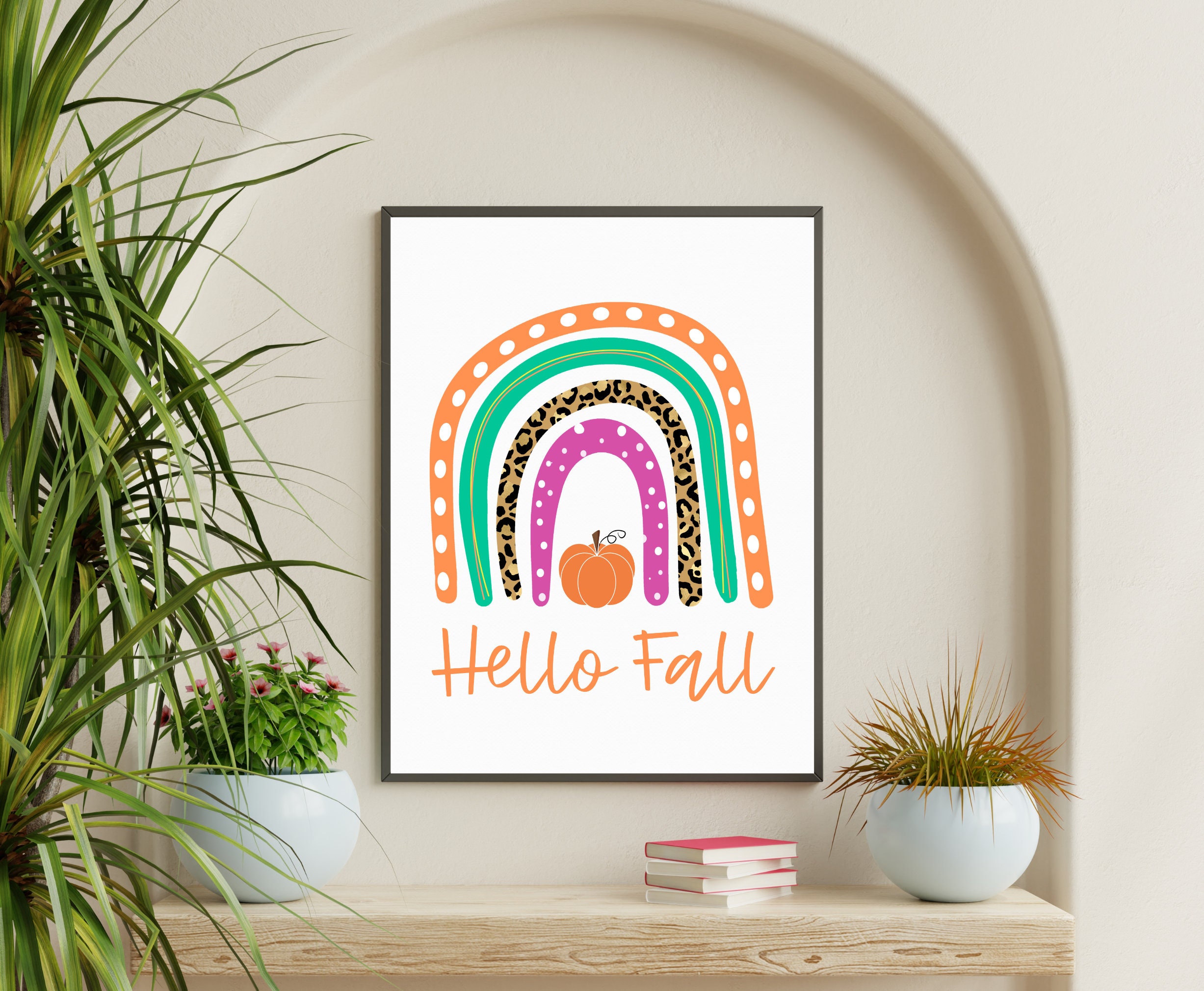 Hello Fall Boho Rainbow Hello Fall Sign Fall Home Decor - Etsy