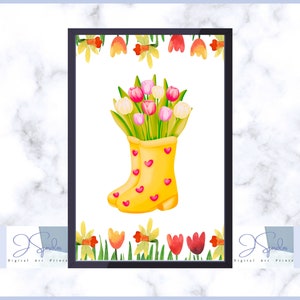 Watercolor Tulips, Spring Digital Print, Watercolor Flowers, Spring ...