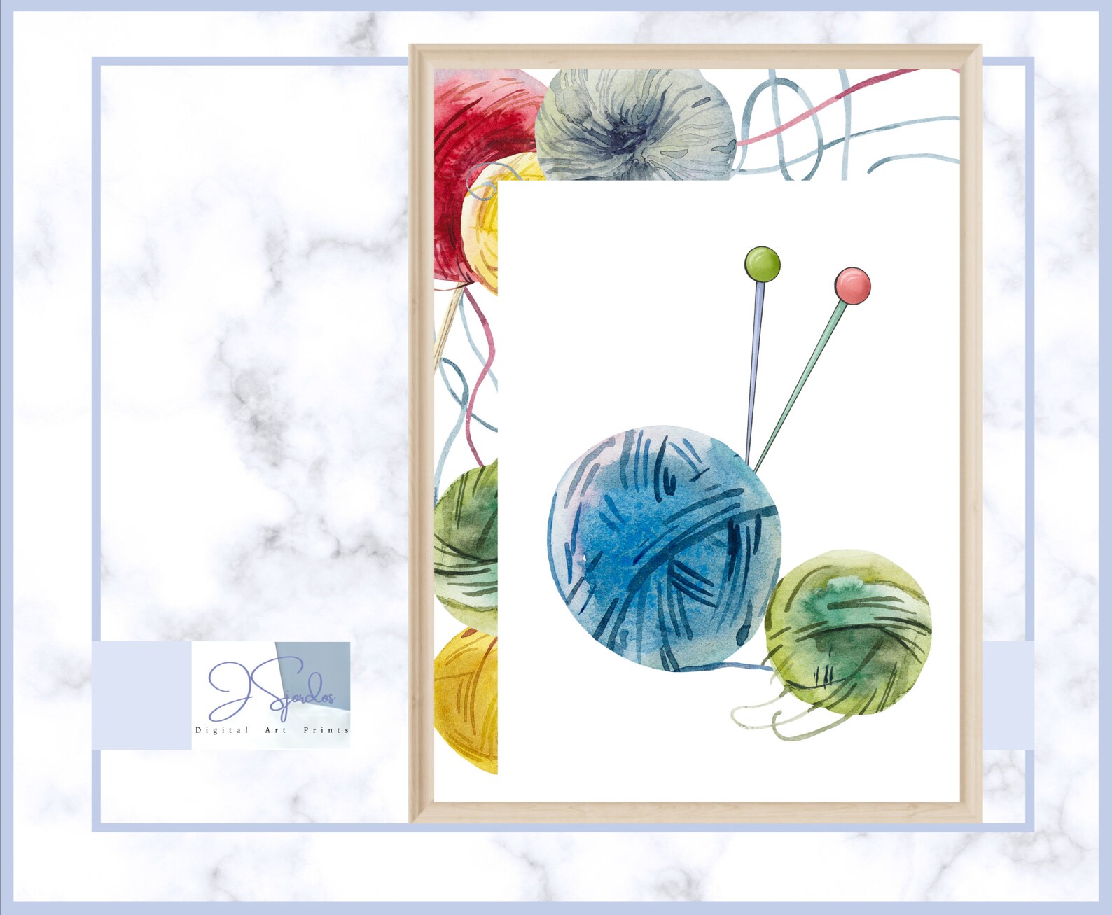 Knitting Digital Art Print, Knitting Wall Art, Home Decor, Knitting ...