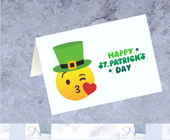 St. Patrick's Day Emoji Printable Card Happy St. | Etsy