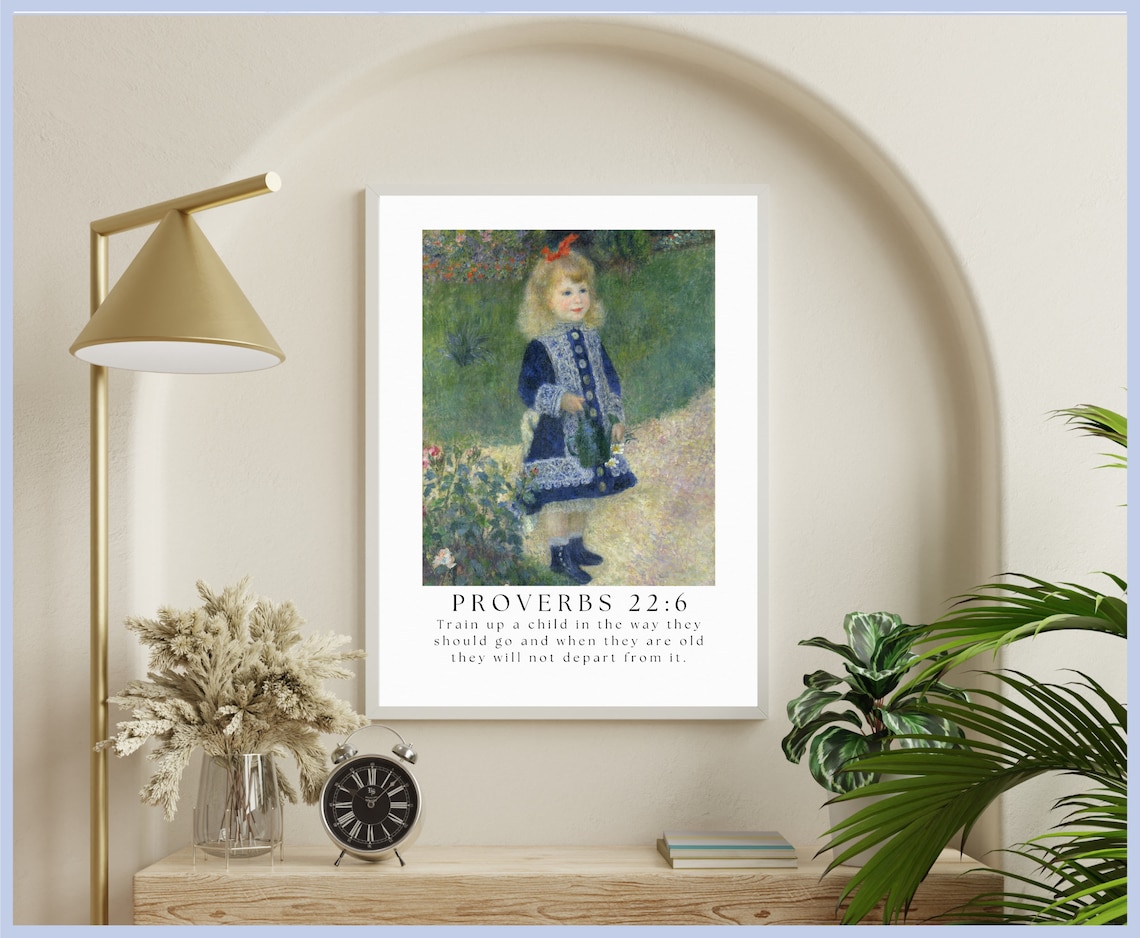 Bible Scripture Art, Proverbs 22:6, Christian Wall Poster, Religious ...
