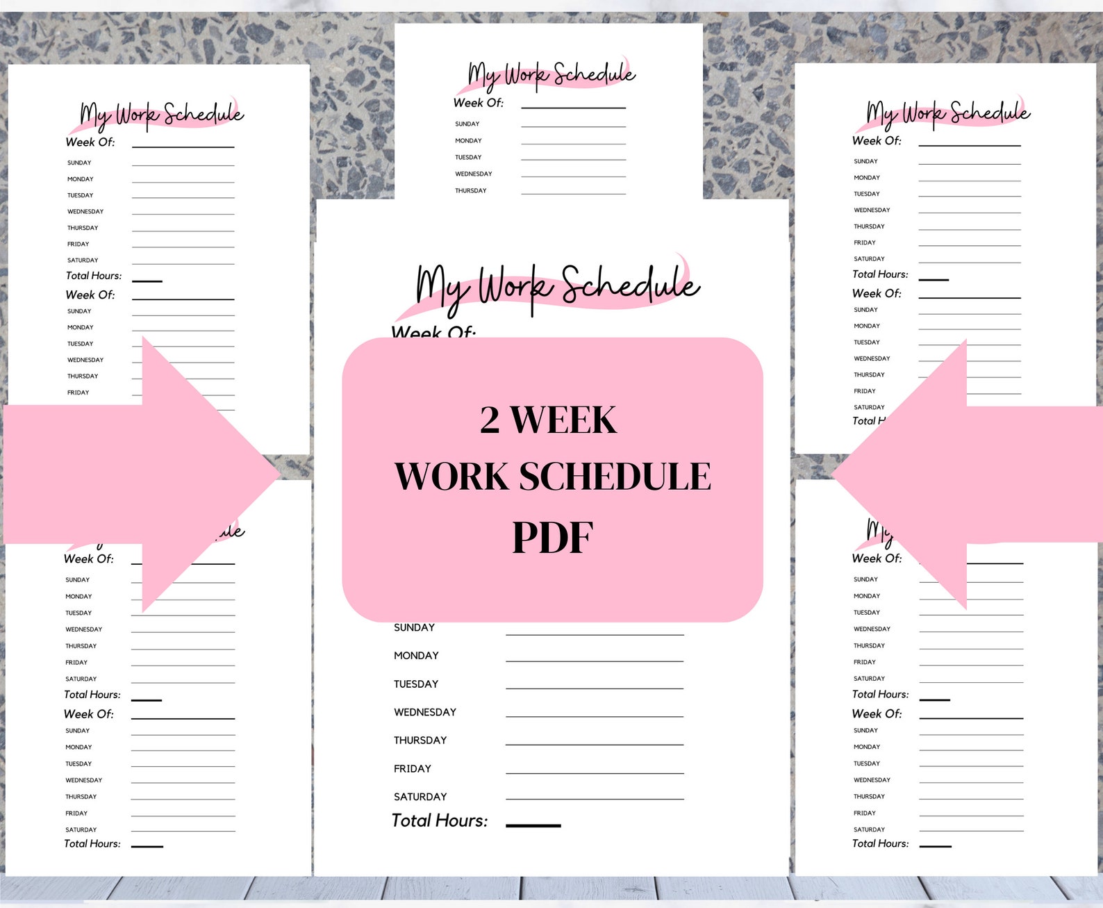 Printable Daily and Weekly Work Schedule, Work Time Tracker, Printable ...