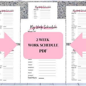 Printable Daily and Weekly Work Schedule, Work Time Tracker, Printable ...