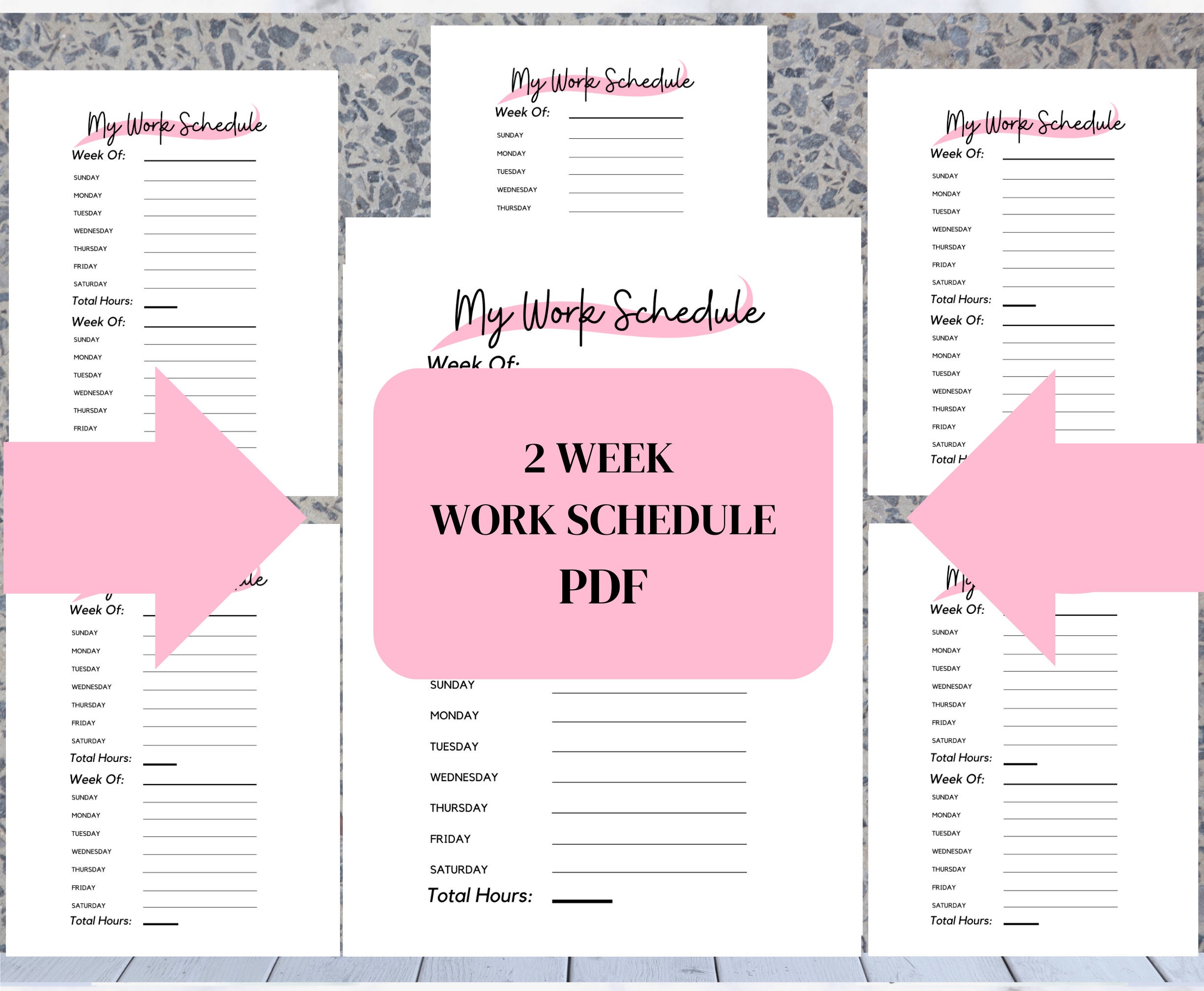 Printable Daily and Weekly Work Schedule, Work Time Tracker, Printable ...