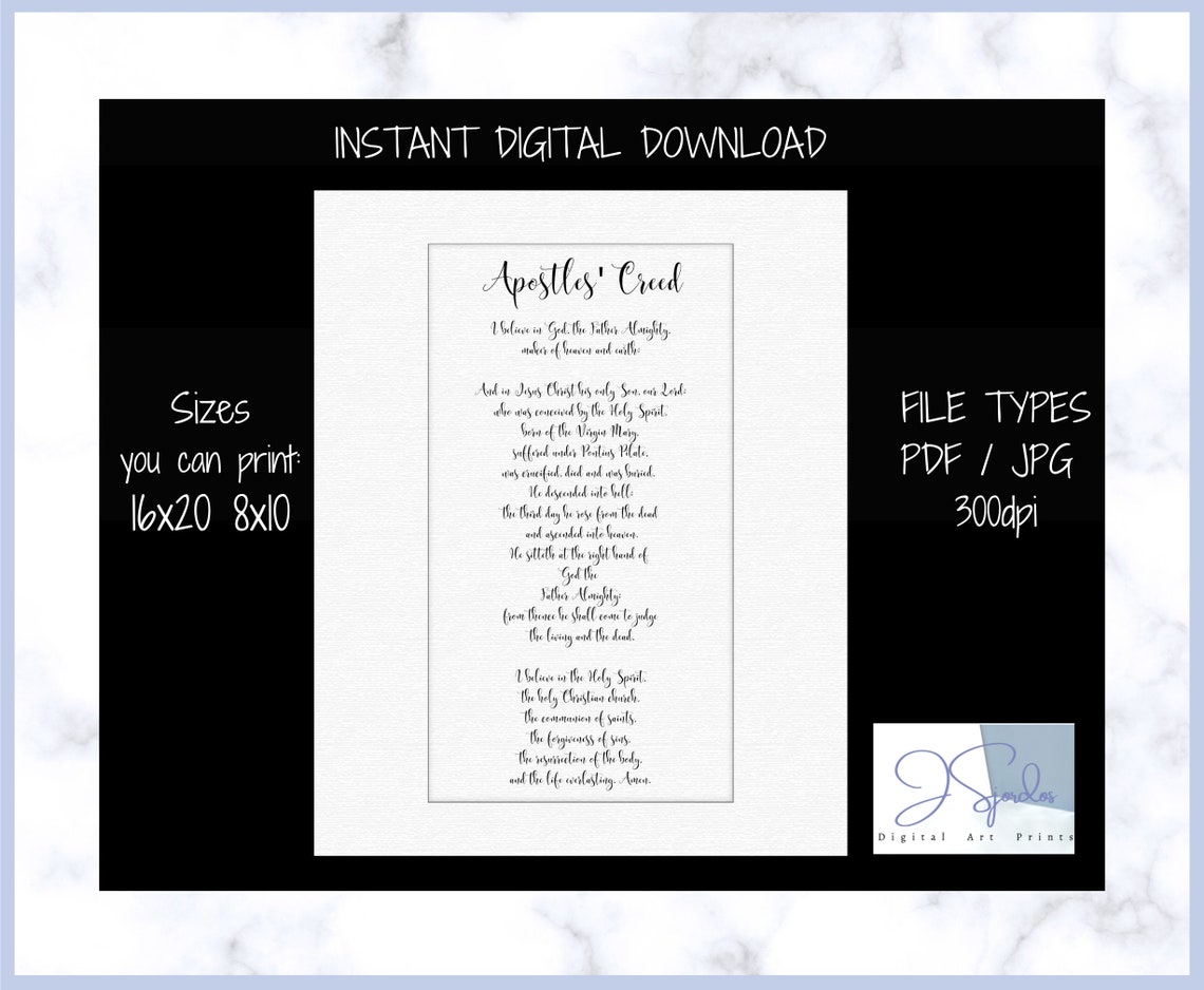 The Apostles' Creed Printable Pdf, Christian Statement of Faith ...