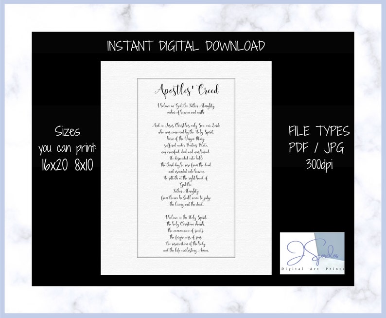 The Apostles' Creed Printable Pdf, Christian Statement of Faith ...