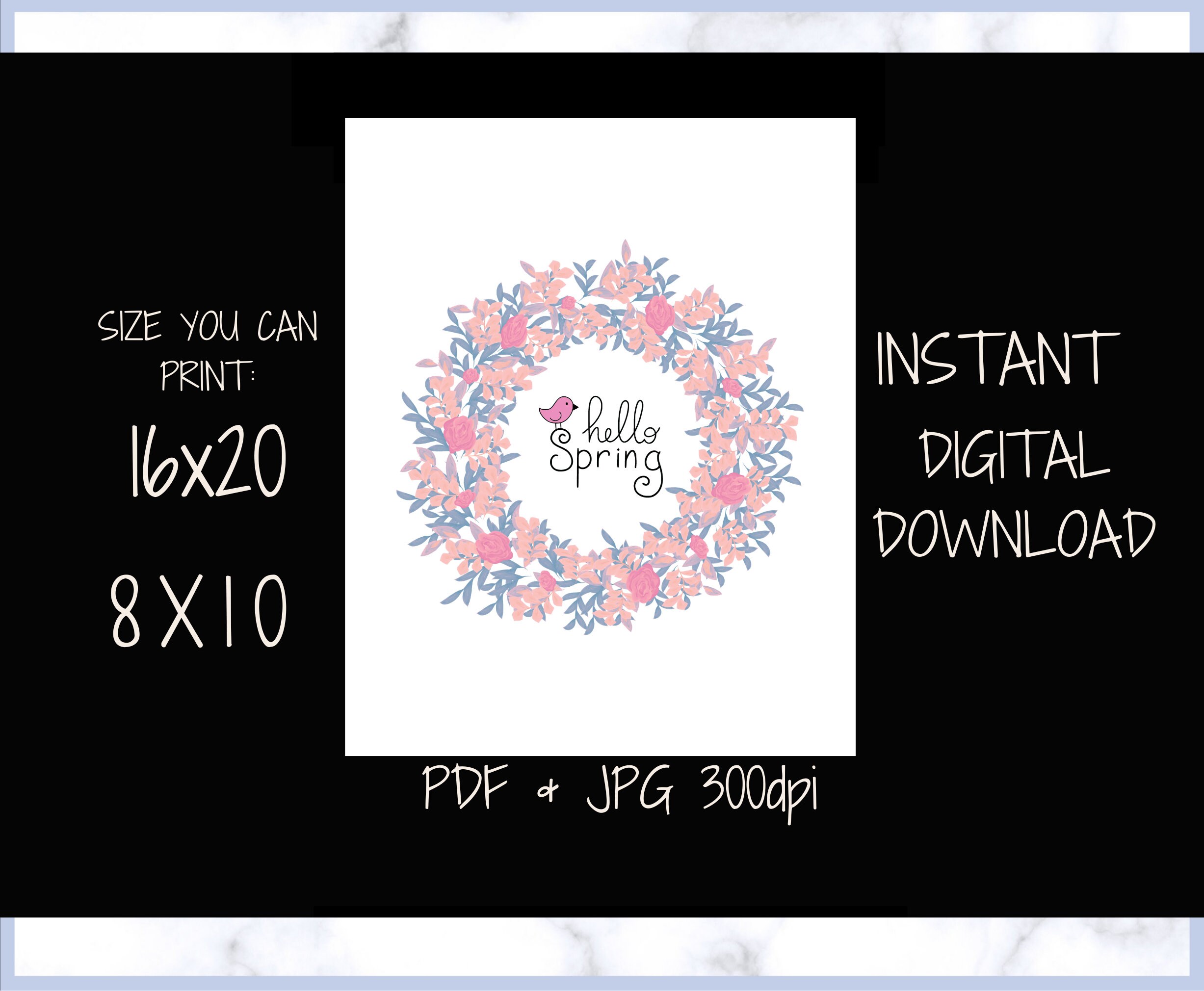 Hello Spring Floral Wreath, Farmhouse Sign, Hello Spring With Flowers ...