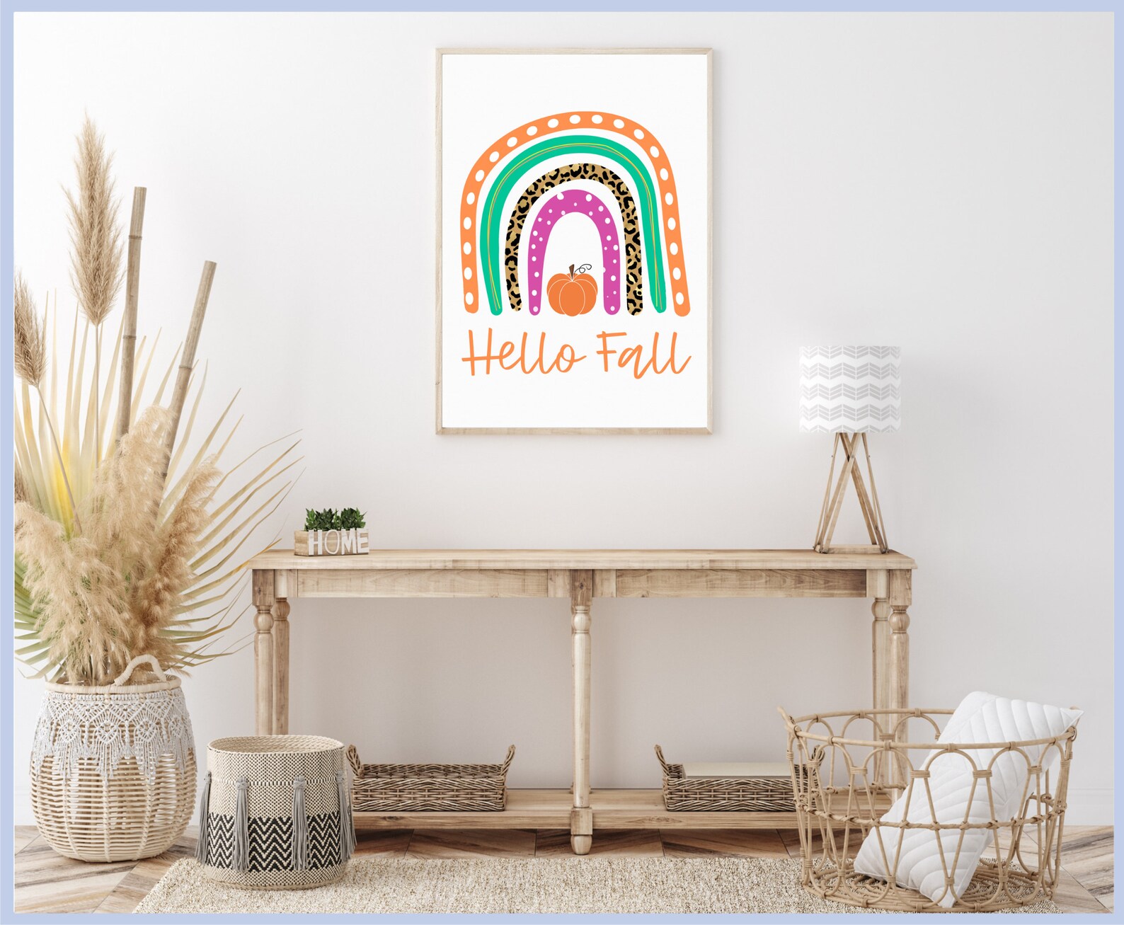 Hello Fall Boho Rainbow Hello Fall Sign Fall Home Decor - Etsy