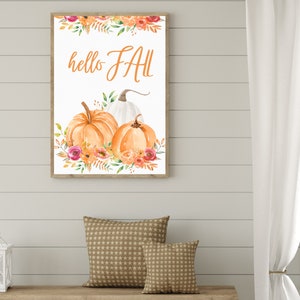 Hello Fall Sign, Hello Fall Digital Print, Fall Home Decor, Fall ...