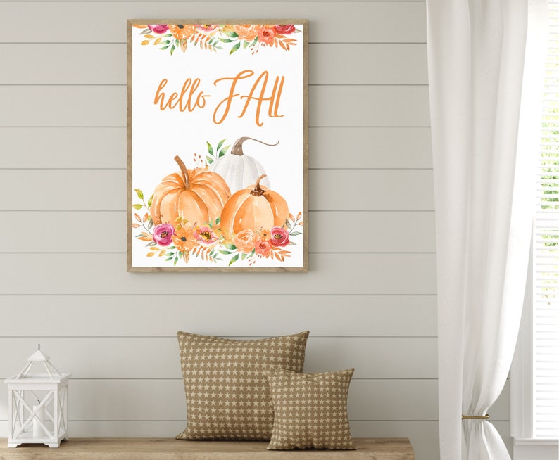 Hello Fall Sign, Hello Fall Digital Print, Fall Home Decor, Fall ...