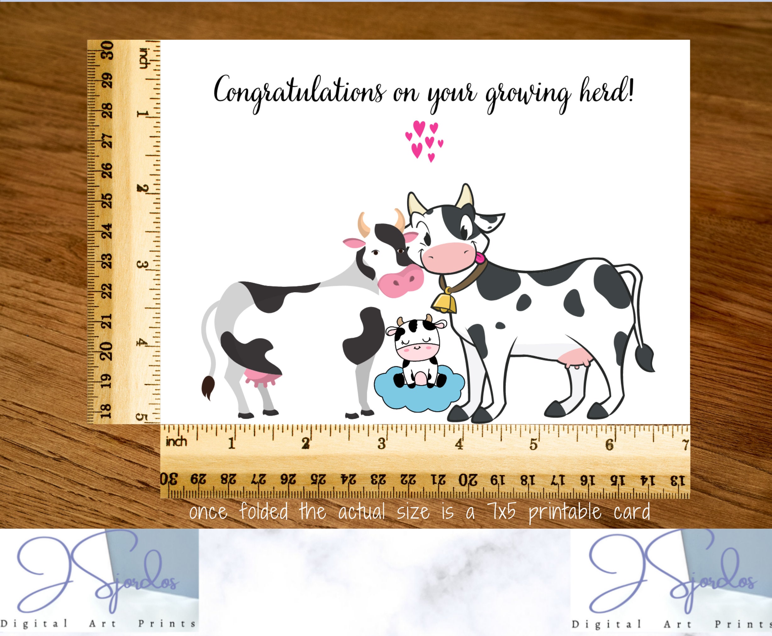 Cow Card for Baby Shower, New Baby Printable Card, Printable Cow Cards ...