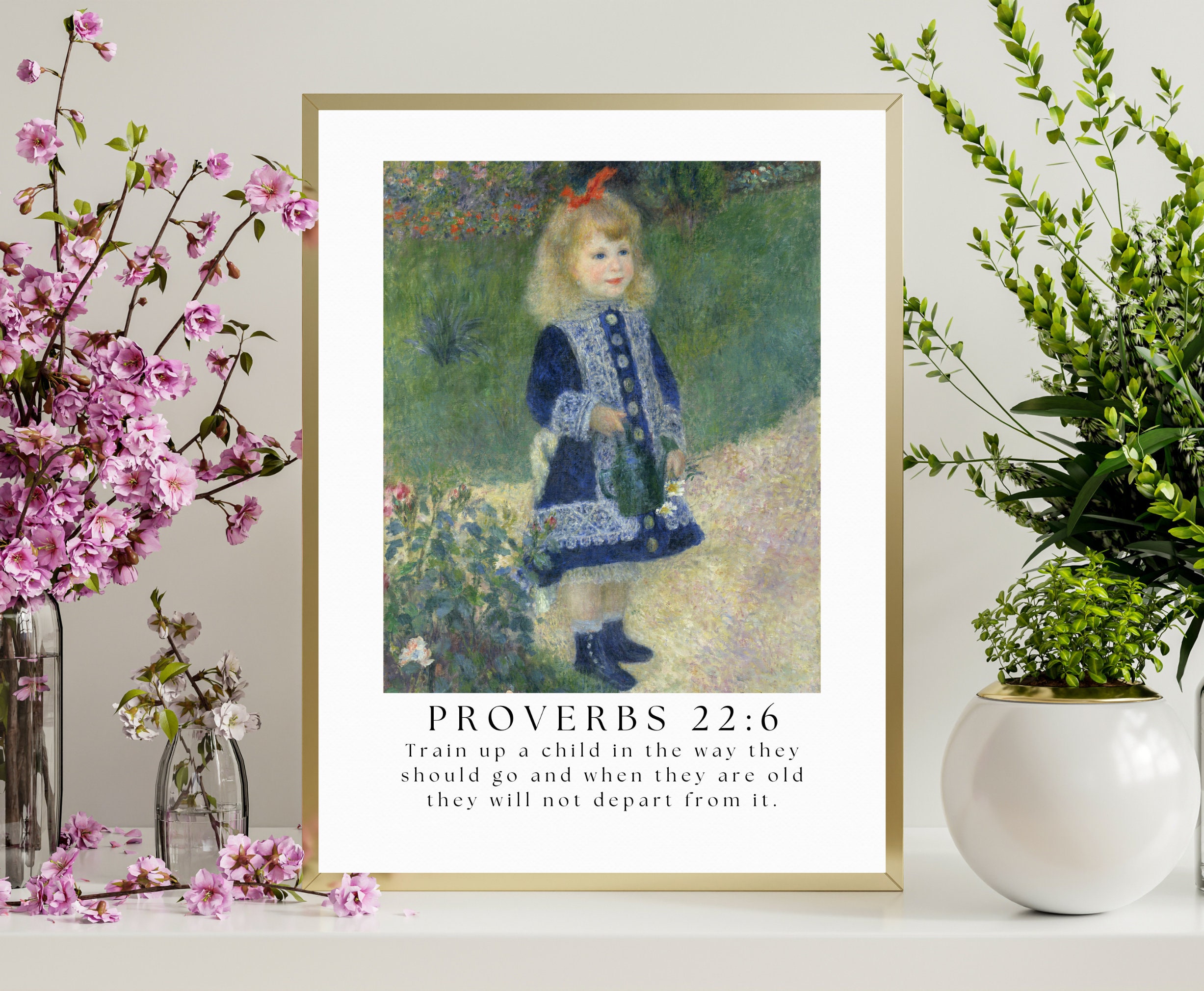 Bible Scripture Art, Proverbs 22:6, Christian Wall Poster, Religious ...