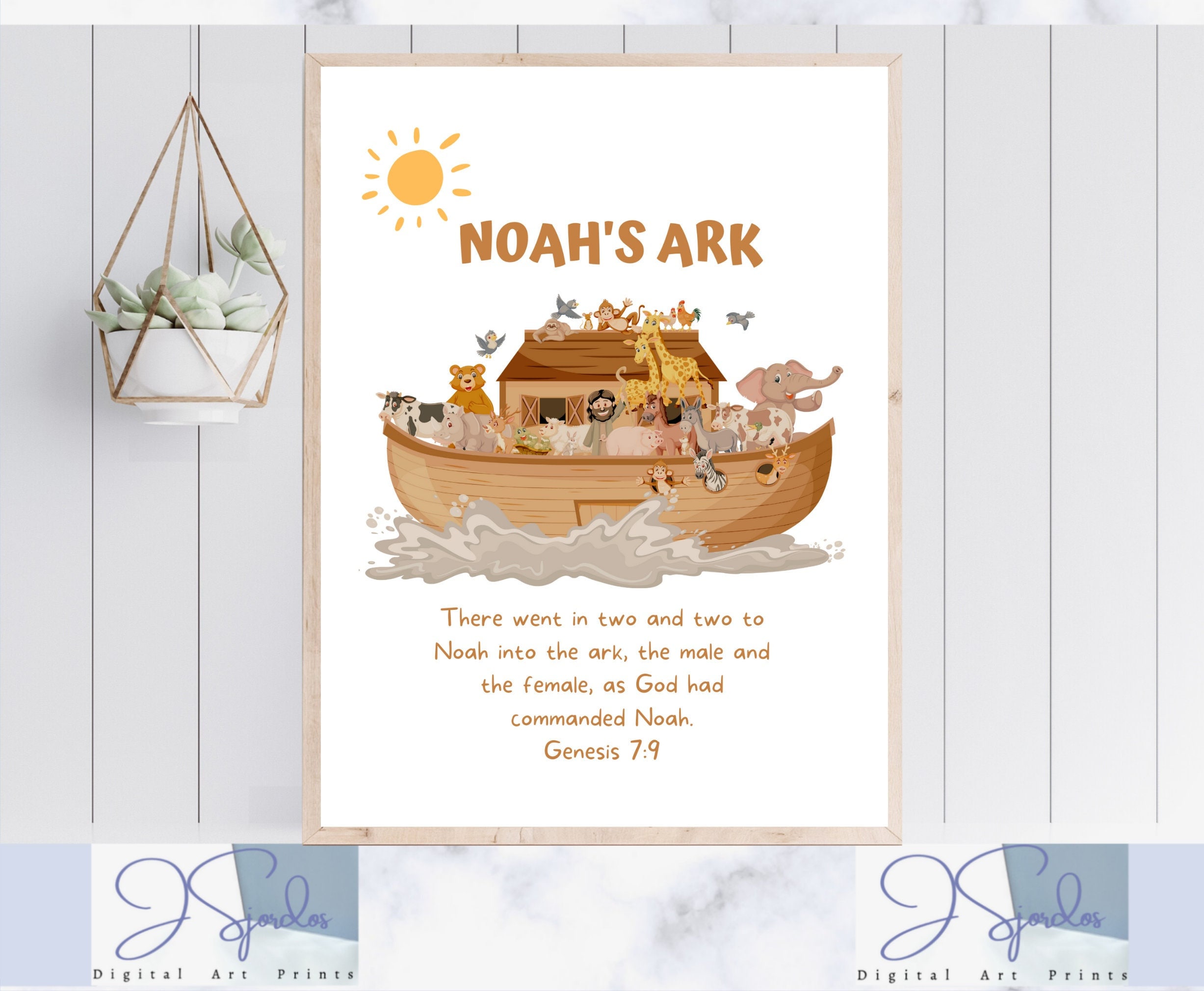 NOAH'S ARK Printable Nursery Bible Verse, Religious Digital Wall Art ...