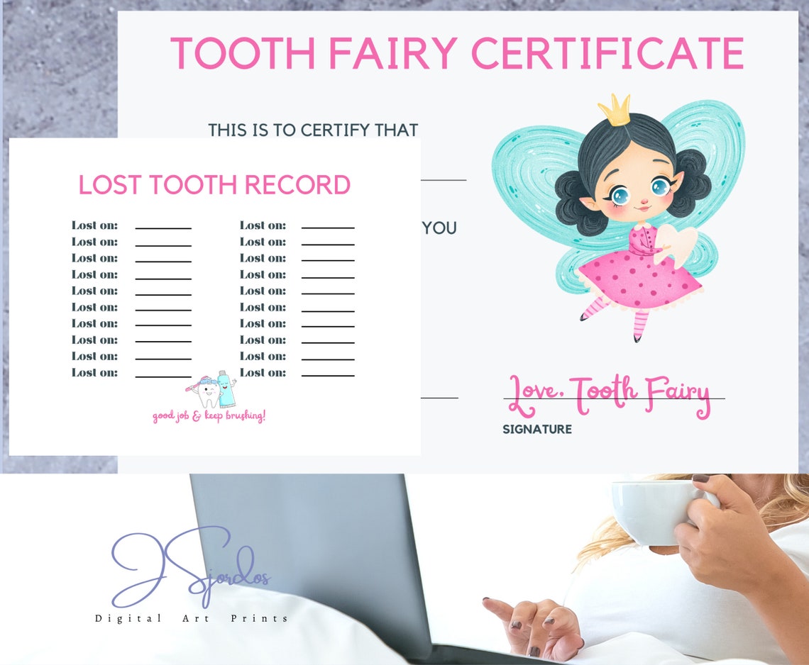 Tooth Fairy Certificate, Pdf, Lost Tooth Record, Lost Tooth Chart ...