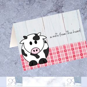 Printable Card Cow Note Cards, Digital Cow Cards, Digital Card for ...