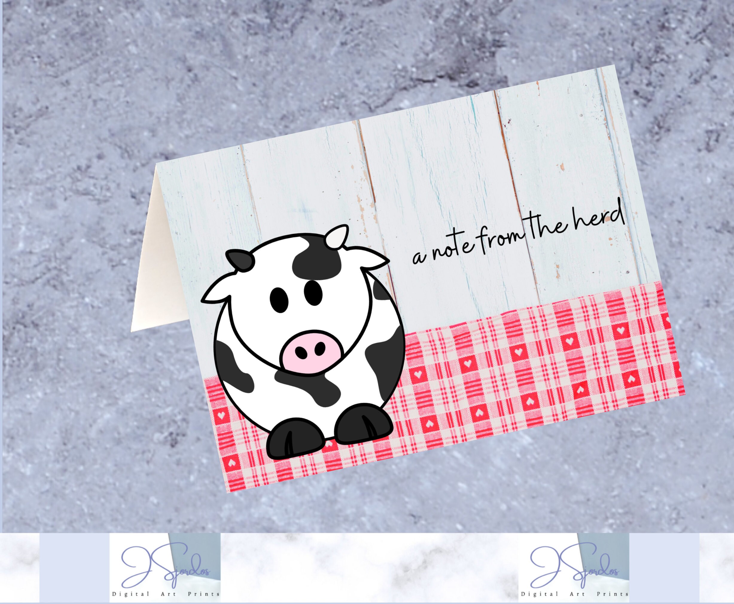 Printable Card Cow Note Cards, Digital Cow Cards, Digital Card for ...