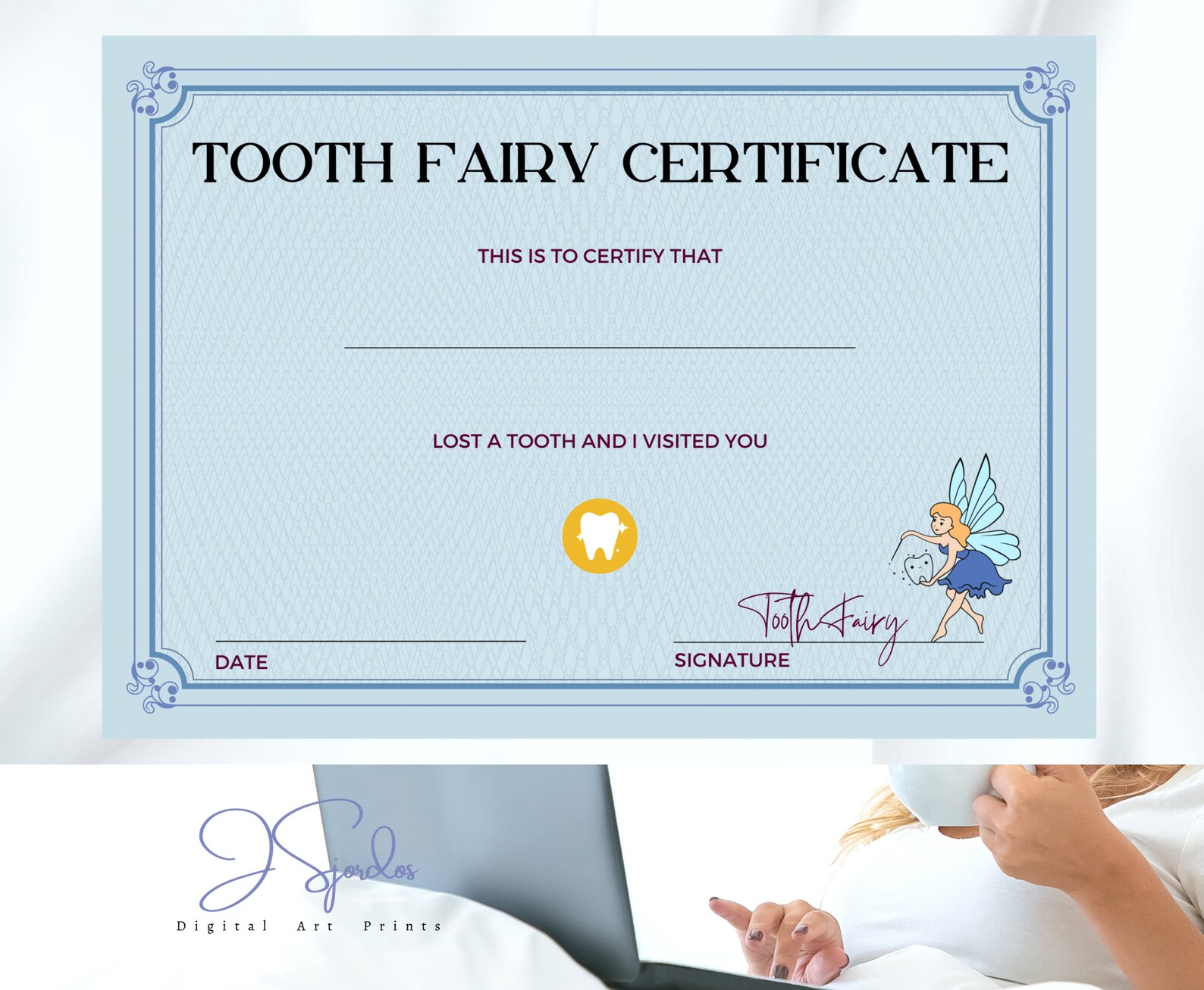 Printable Tooth Fairy Certificate, Tooth Fairy, Tooth Fairy Printable ...