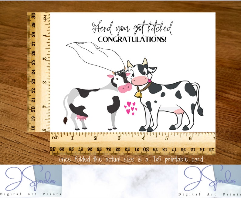 Cow Wedding Card, Printable Cow Cards, Cow Card for Wedding, Cartoon ...