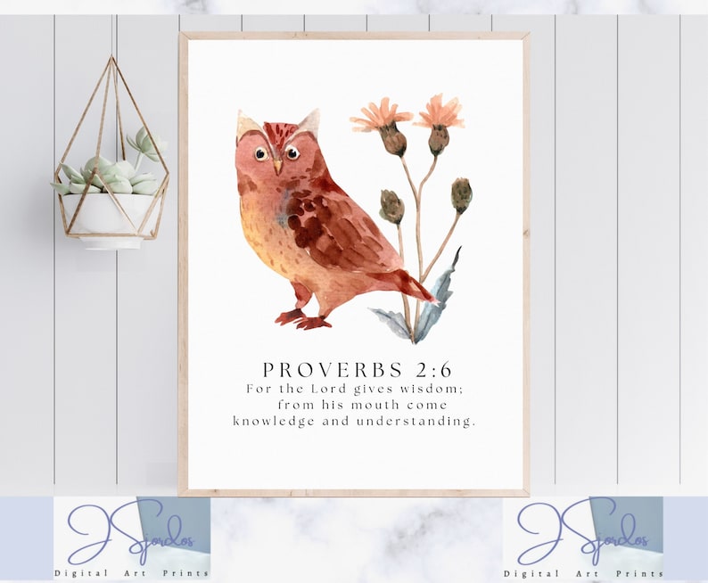 Proverbs 2:6 Scripture Print for Walls, Christian Gifts, Bible Verse ...