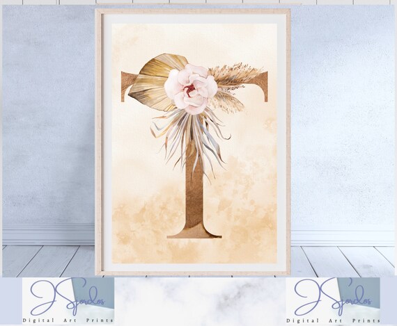 Initial T Monogram Wall Decor Digital Letter T Alphabet Wall - Etsy