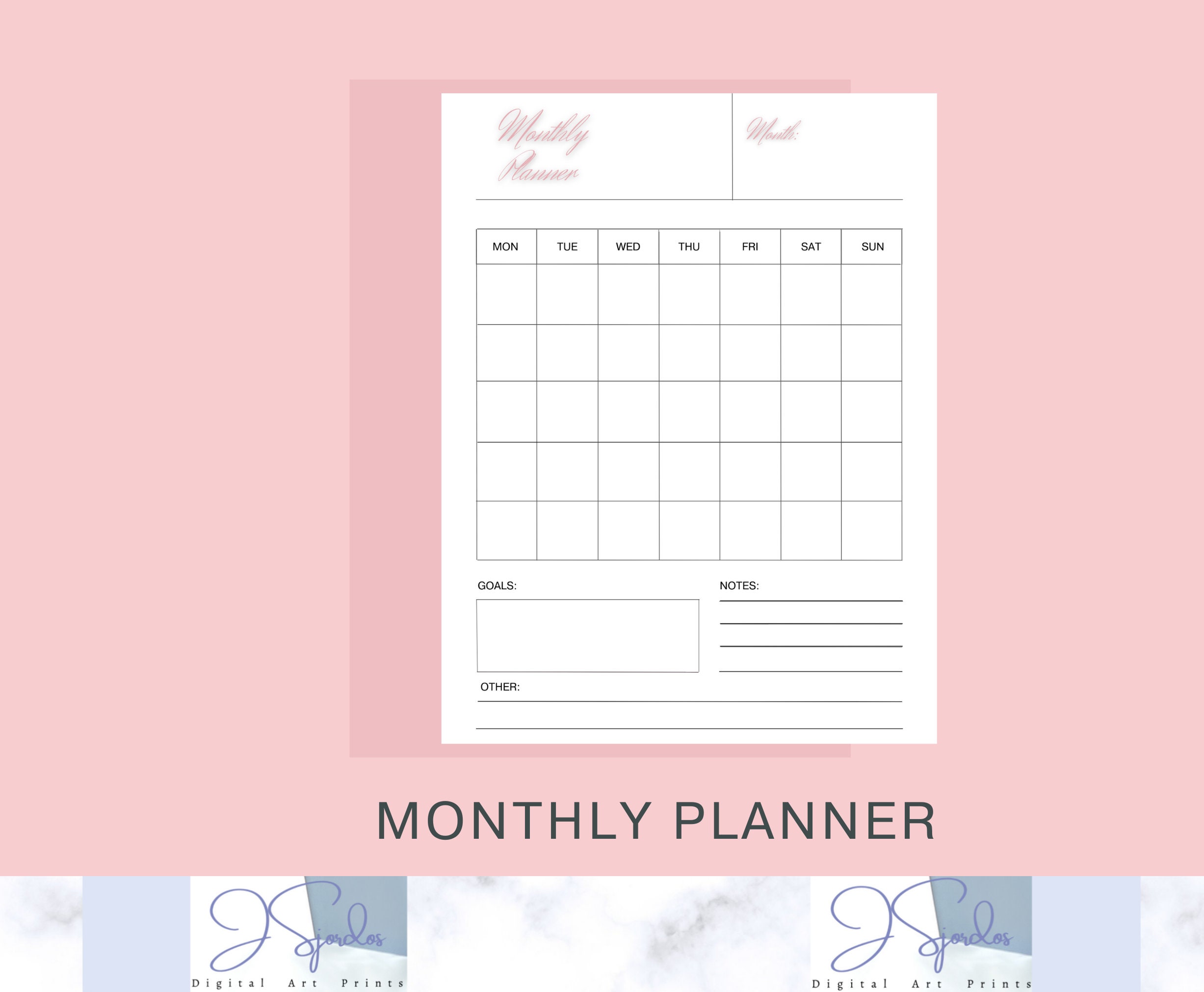 Pink Printable Planner Bundle Daily Weekly Monthly, Digital Planners ...
