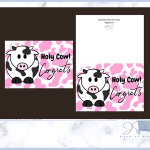 Congratulations Printable Cow Card, Cow Lovers Greeting Cards ...