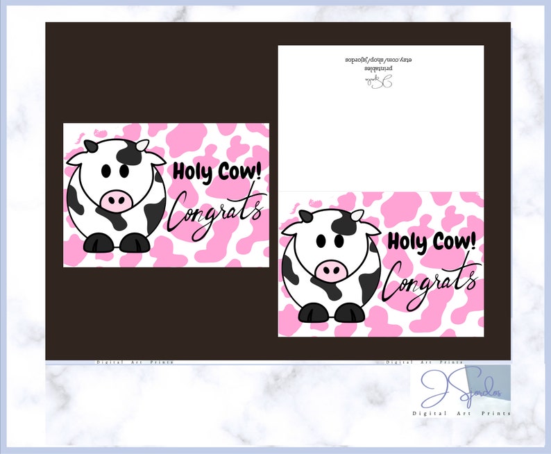 Congratulations Printable Cow Card, Cow Lovers Greeting Cards ...