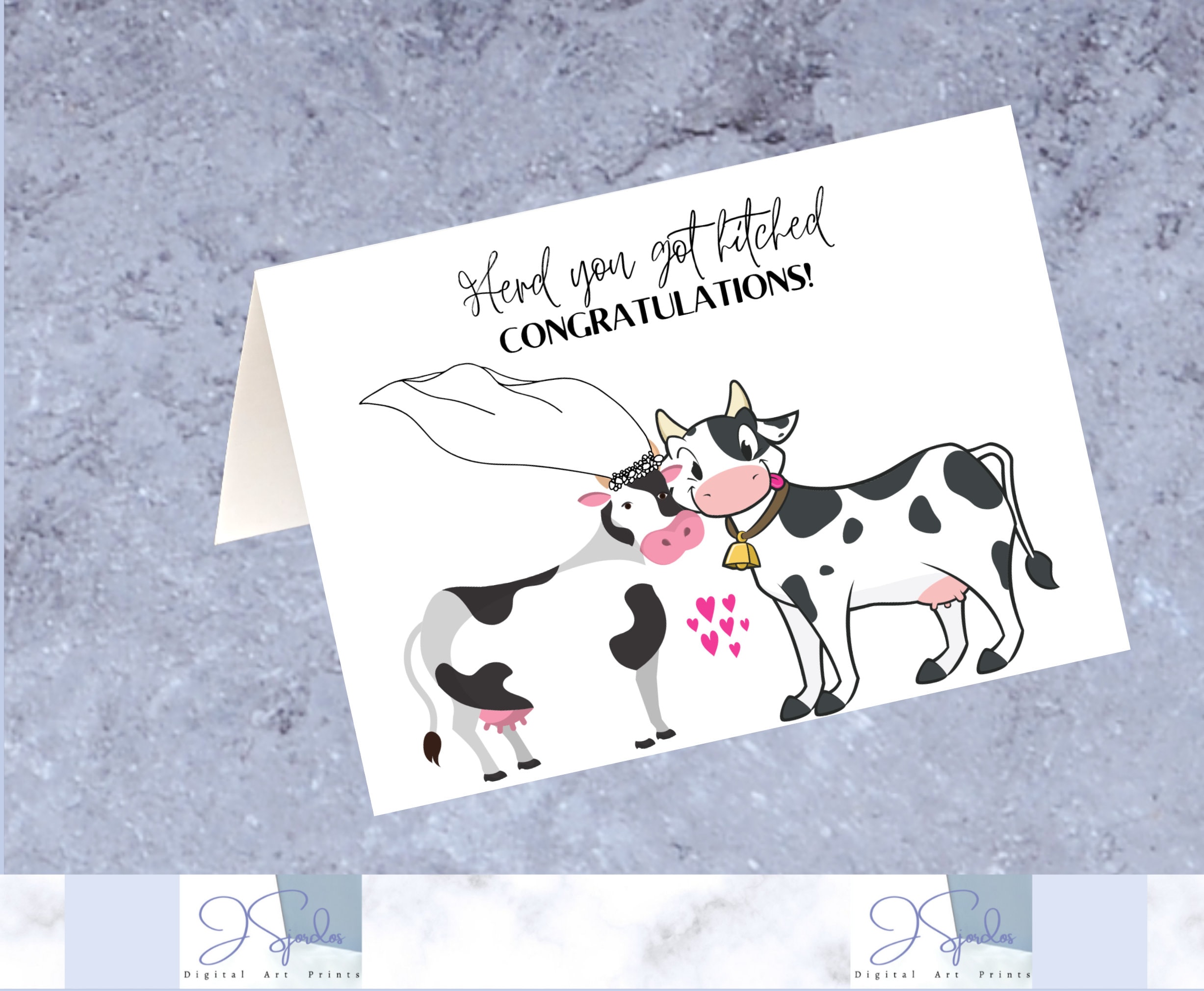 Cow Wedding Card, Printable Cow Cards, Cow Card for Wedding, Cartoon ...