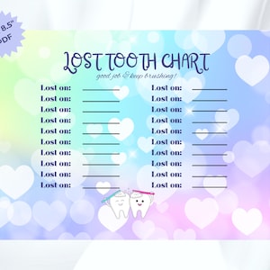 Lost Tooth Chart and Tooth Fairy Certificate, Printable Pdf, Tooth ...