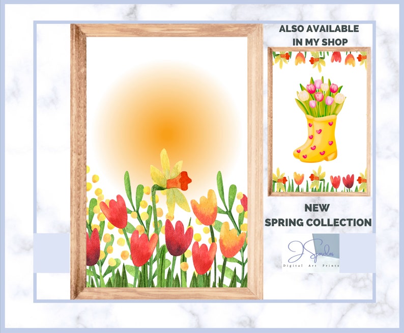 Watercolor Garden Flower, Spring Digital Print, Watercolor Tulips ...