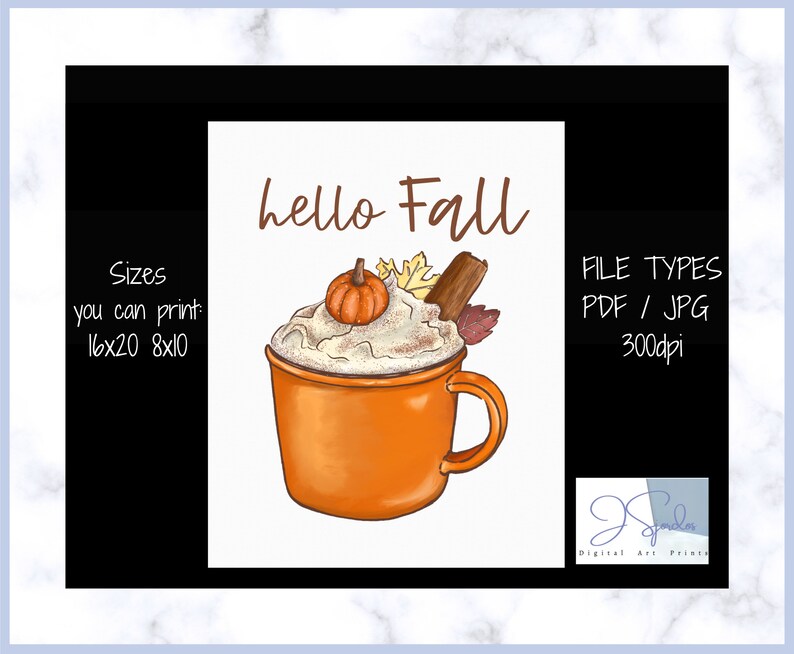 Hello Fall Digital Wall Art, Hello Fall Sign, Fall Home Decor, Fall ...