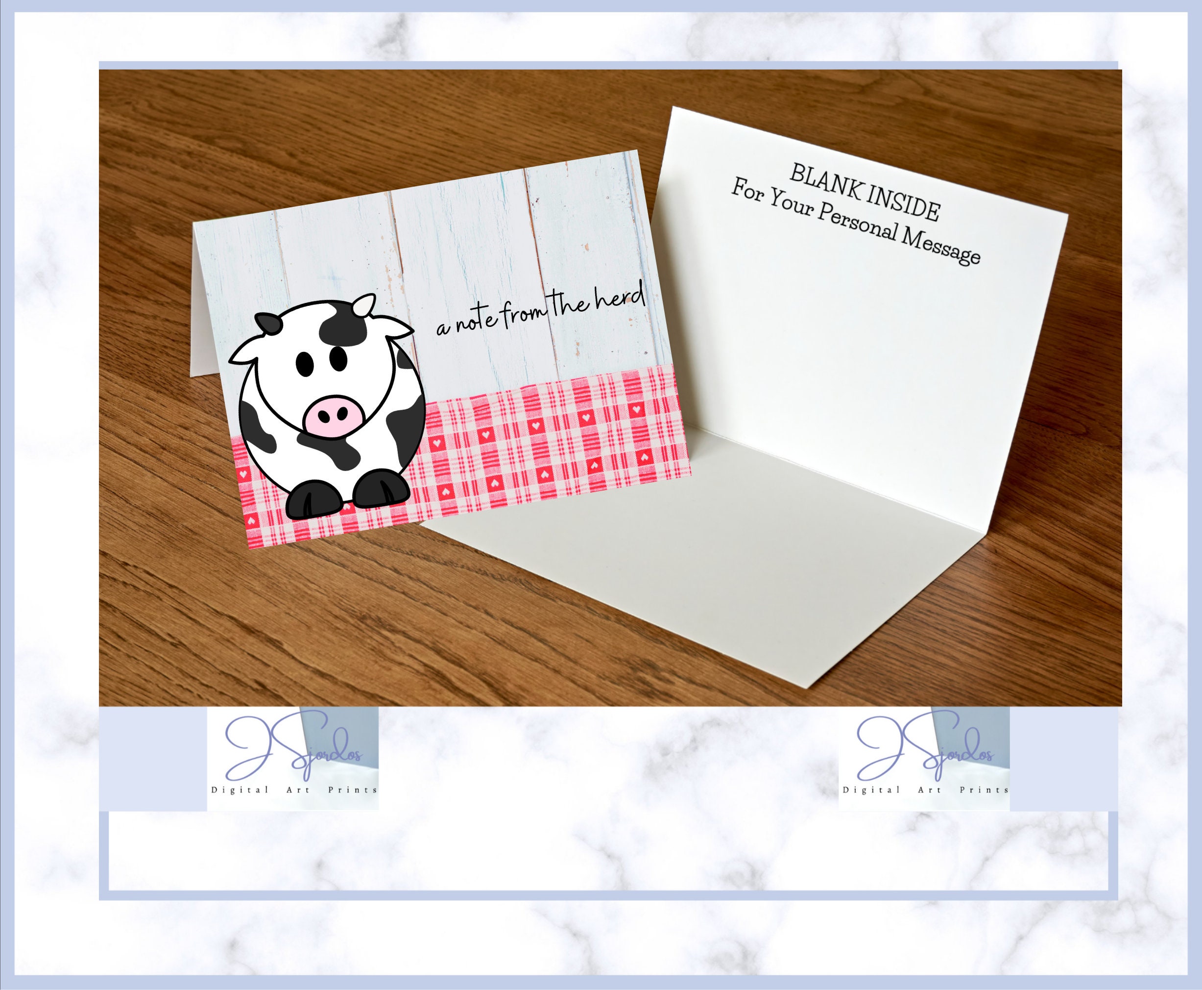 Printable Card Cow Note Cards, Digital Cow Cards, Digital Card for ...