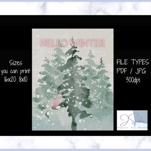 Hello Winter Wall Art Digital Print, Hello Winter Wall Decor, Hello ...