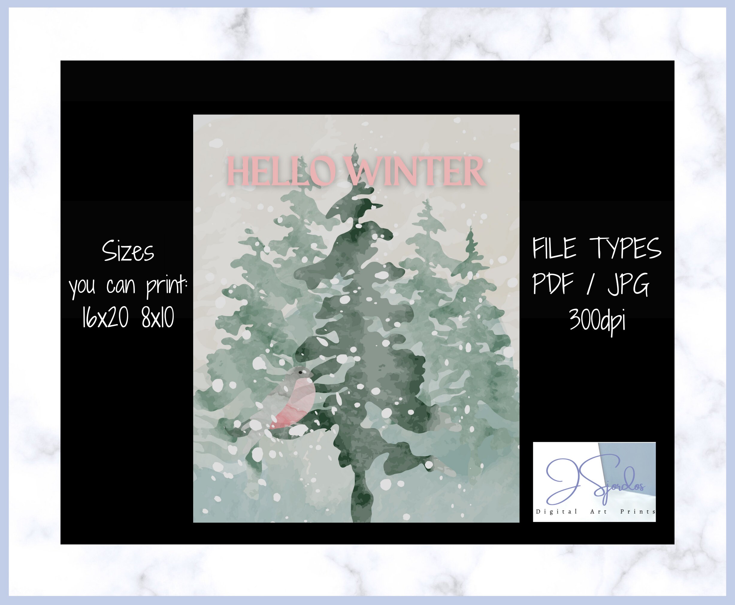 Hello Winter Wall Art Digital Print Hello Winter Wall Decor - Etsy