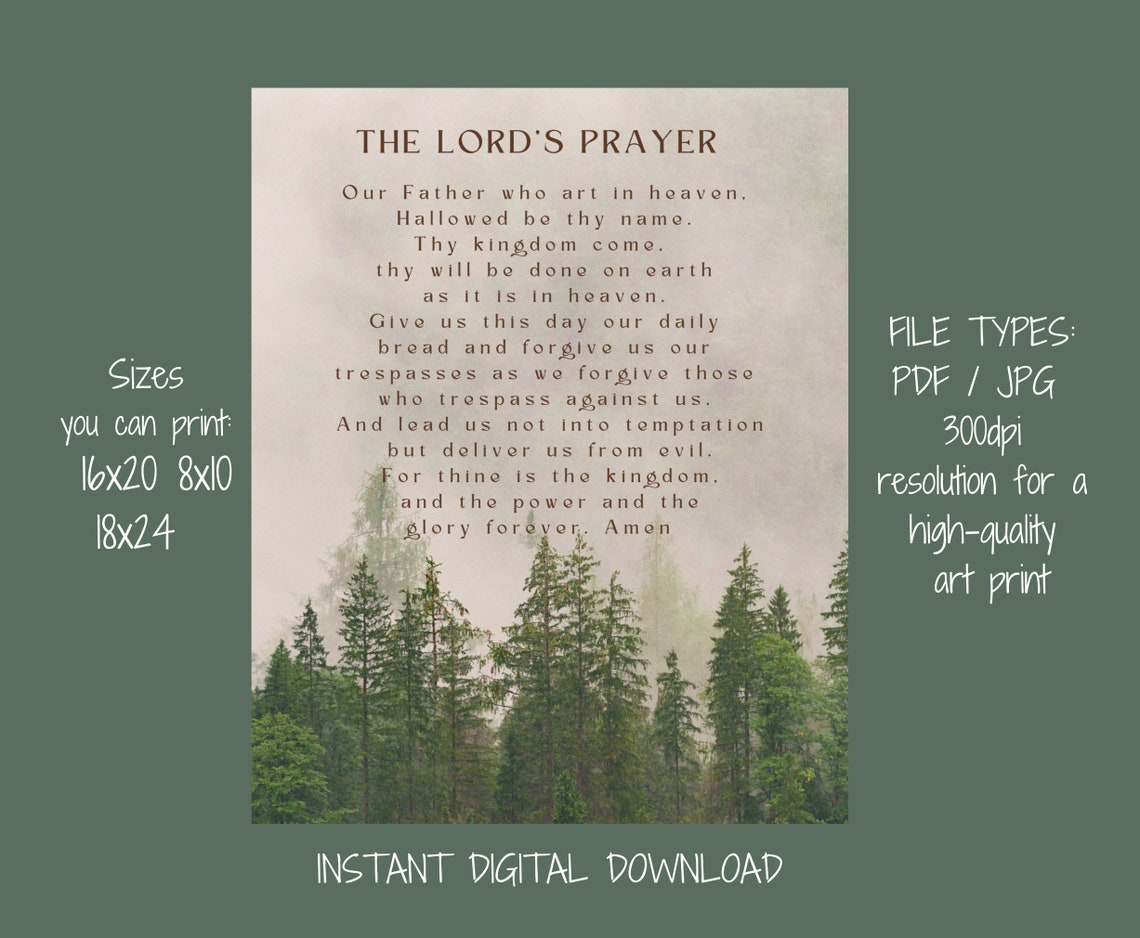 The Lord's Prayer Poster, Pdf, Christian Prayer, Faith Prayer ...