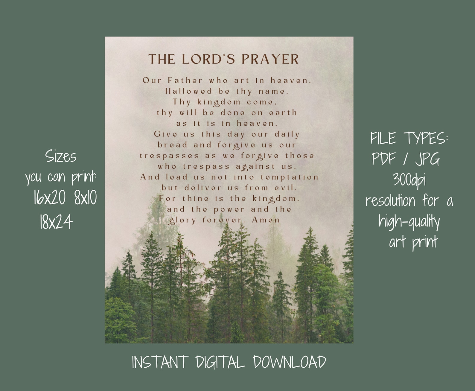 The Lord's Prayer Poster, Pdf, Christian Prayer, Faith Prayer ...
