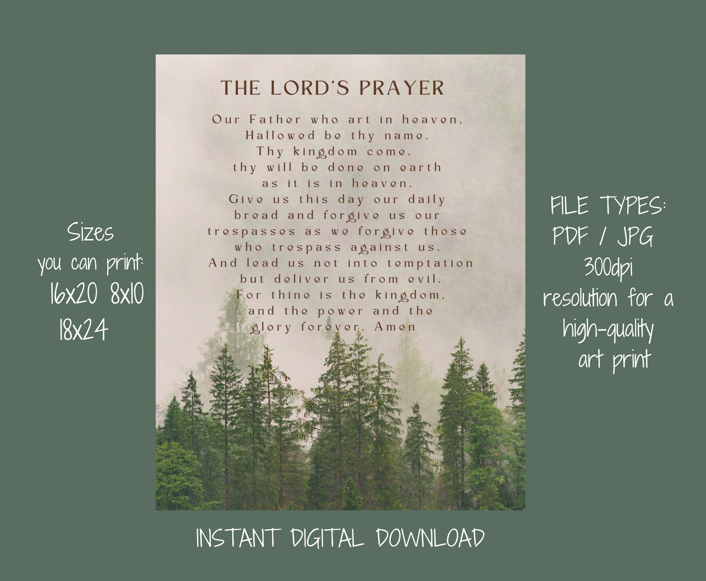 The Lord's Prayer Poster, Pdf, Christian Prayer, Faith Prayer ...
