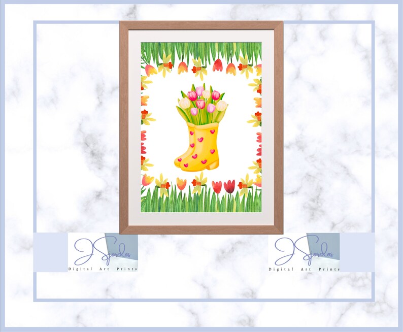 Spring Tulips Art Print, Spring Digital Print, Watercolor Tulips ...