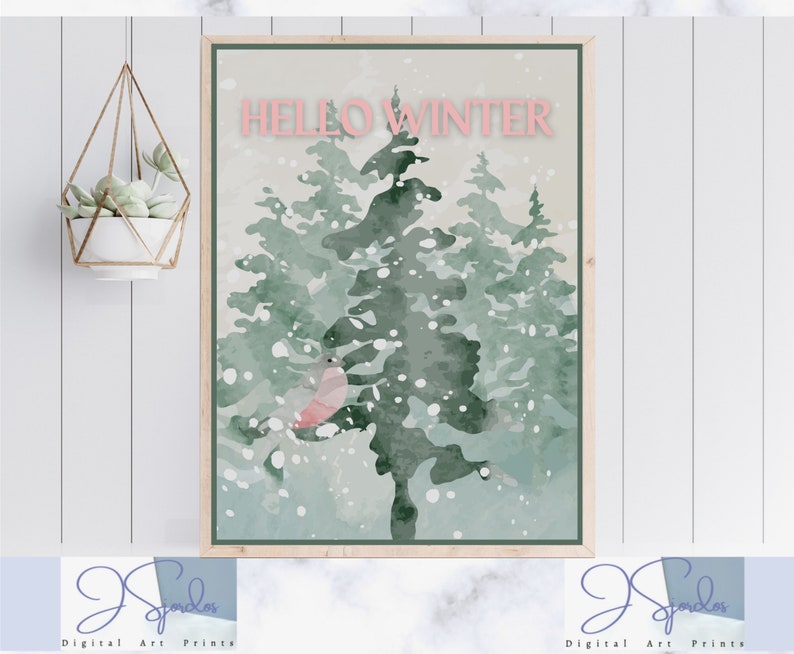 Hello Winter Wall Art Digital Print Hello Winter Wall Decor - Etsy