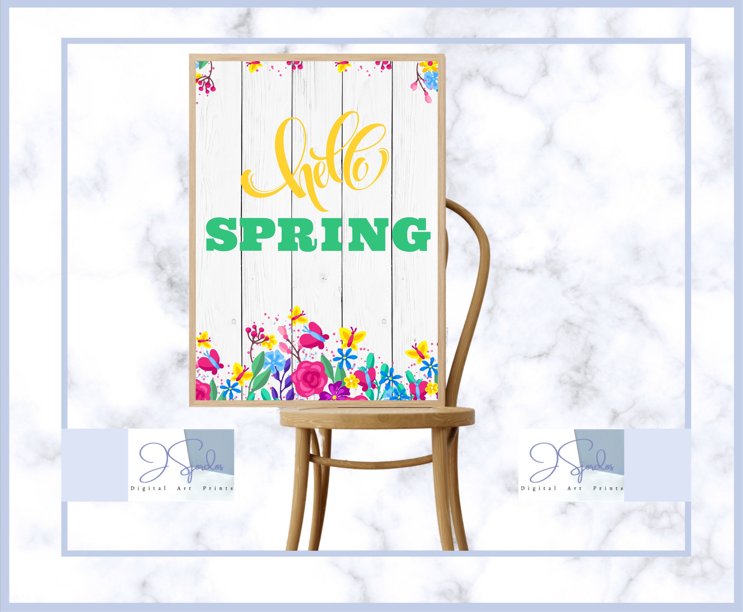 Hello Spring Digital Art, Art Print, Farmhouse Sign, Hello Spring With ...
