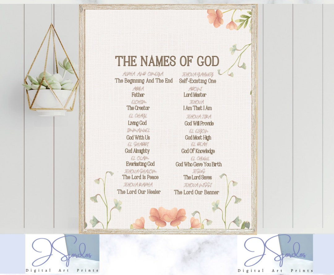 The Names of God Wall Art, Christian Printables, Christian Wall Art ...