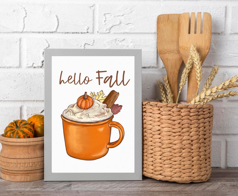 Hello Fall Digital Wall Art, Hello Fall Sign, Fall Home Decor, Fall ...
