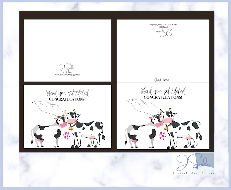 Cow Wedding Card, Printable Cow Cards, Cow Card for Wedding, Cartoon ...