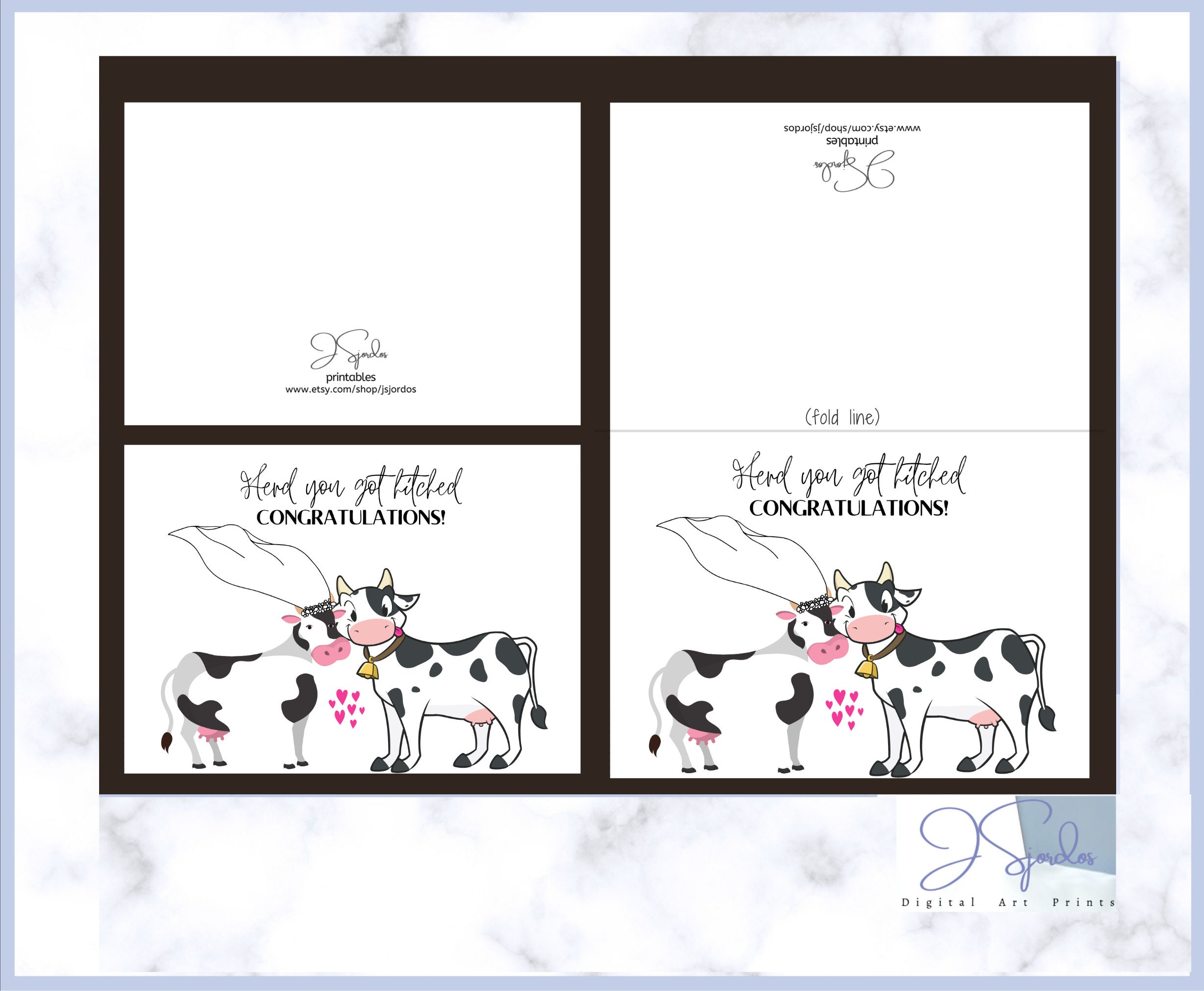 Cow Wedding Card, Printable Cow Cards, Cow Card for Wedding, Cartoon ...