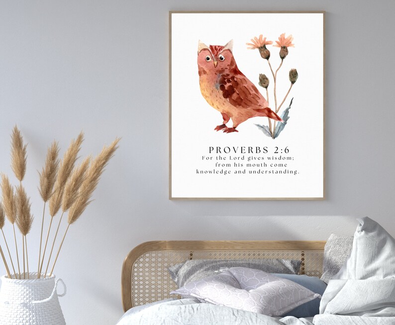 Proverbs 2:6 Scripture Print for Walls, Christian Gifts, Bible Verse Wall Art, Christian Wall ...
