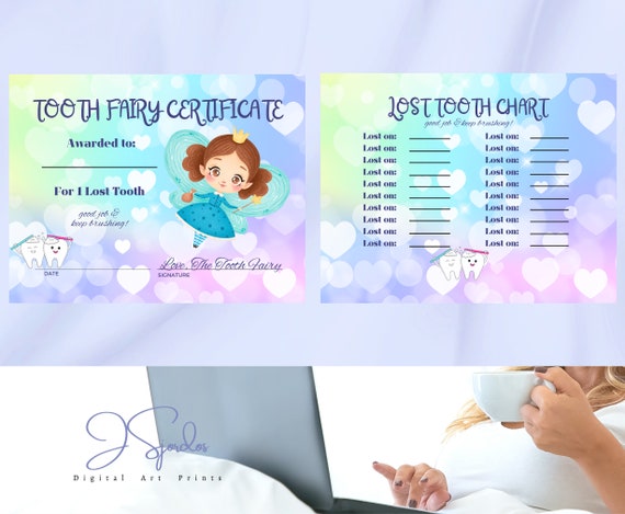 Lost Tooth Chart and Tooth Fairy Certificate Printable Pdf - Etsy